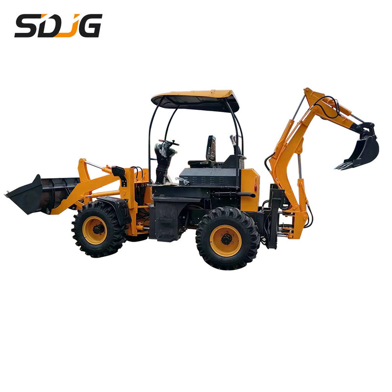 Mini Tractor Front End Euro 5 Compact Backhoe Loader Dengan Attachment Berbeda